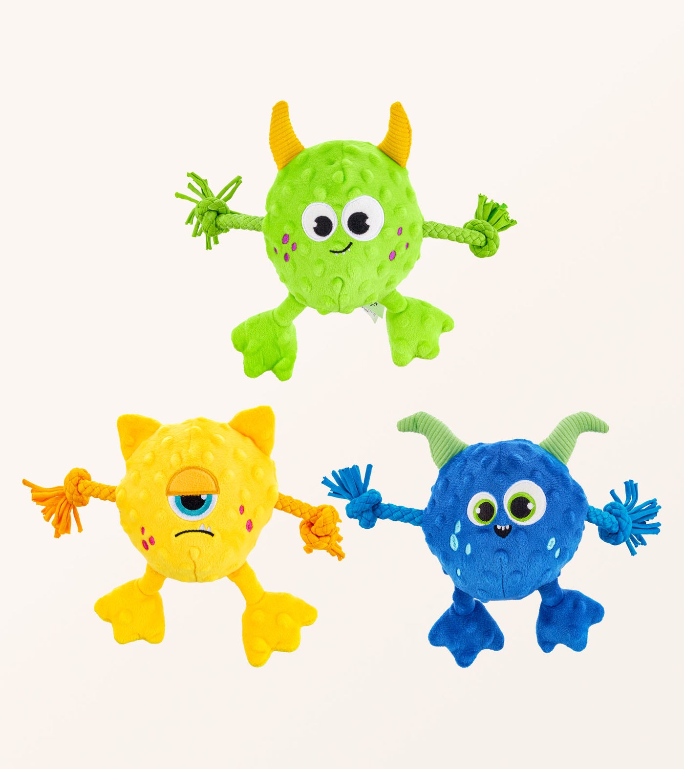 Plush Monster Chew Toys 3 Pack | Soft & Durable | Downtown Pet Supply®